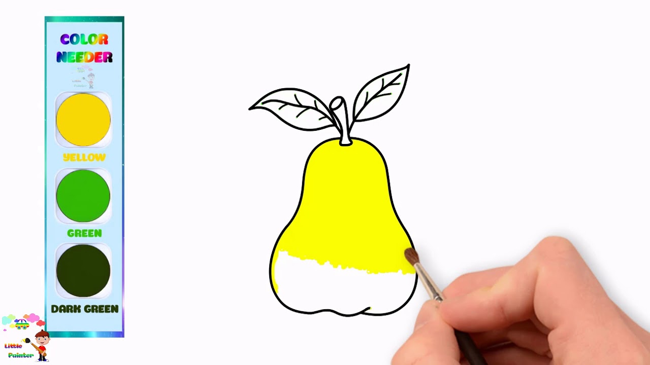 Little Painter : Draw a pear | Painting a pear | Learn draw & colors ...