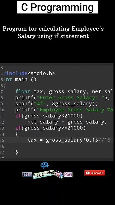 C Programming| Program for Calculating Employees Salary| #Shorts #Cprogramming #Coding - YouTube