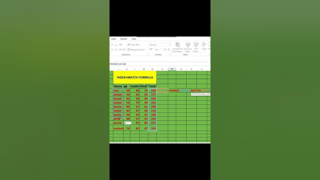 Excelshorts Match Index Excelinterview Exceltips Exceltipsinhindi Excelformula