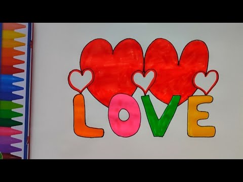 ❤️ LOVE Yazısı Çizimi | Kalpli Kolay Resim Çizimi - 14 Şubat sevgililer günü resmi çizimi
