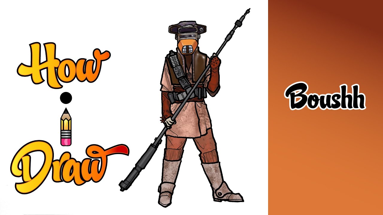 How I Draw BOUNTY HUNTER BOUSHH LEIA disguise from STAR WARS | ** how ...