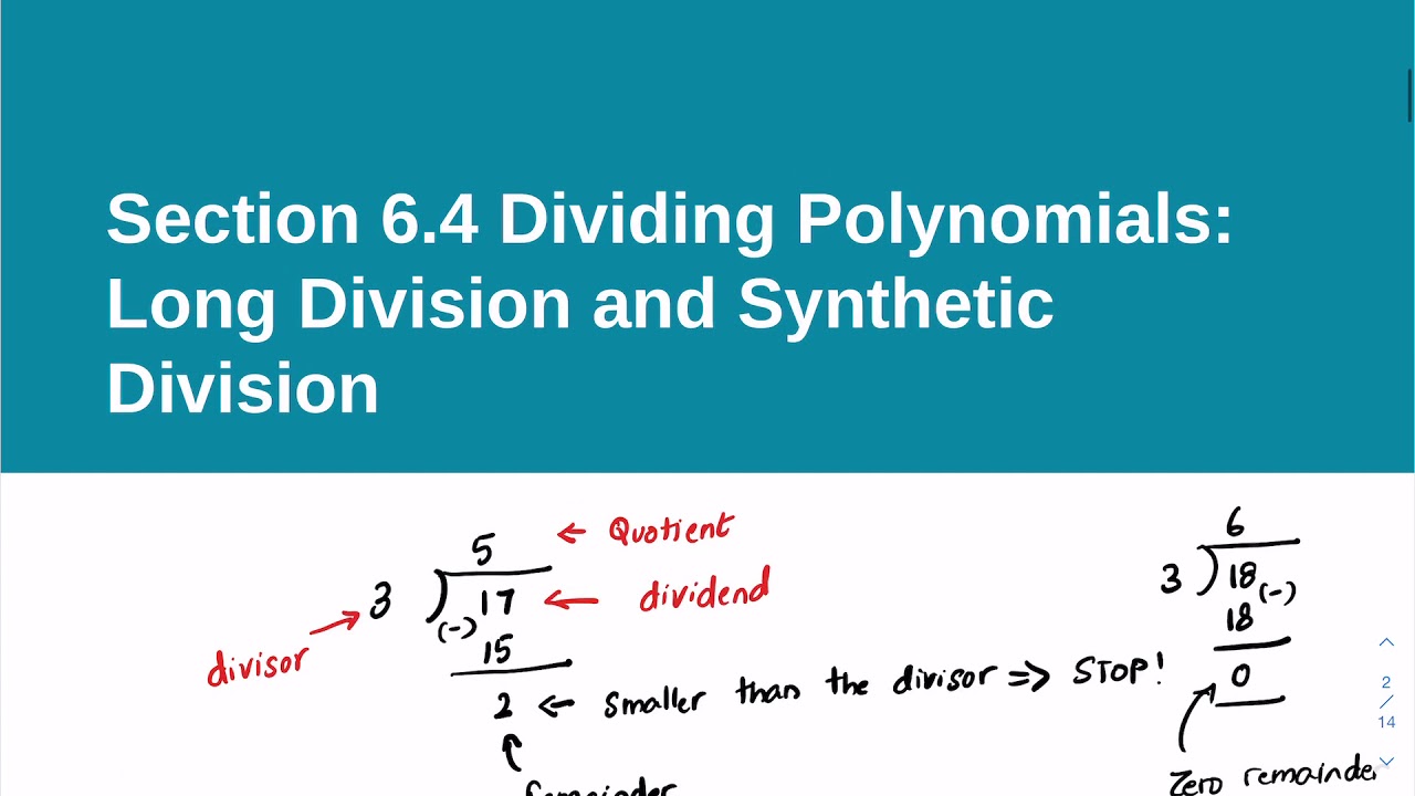 Rational Expressions Long and Synthetic Division - YouTube