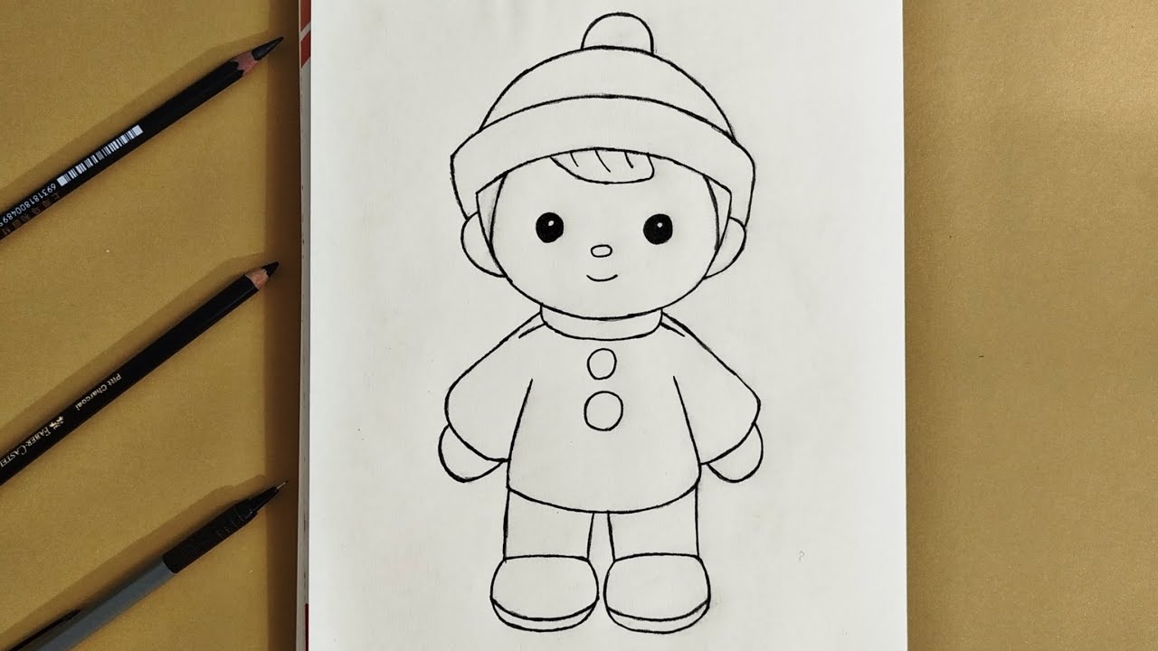 How to draw a cute boy doll step by step for kids 🧑‍🦱 - YouTube