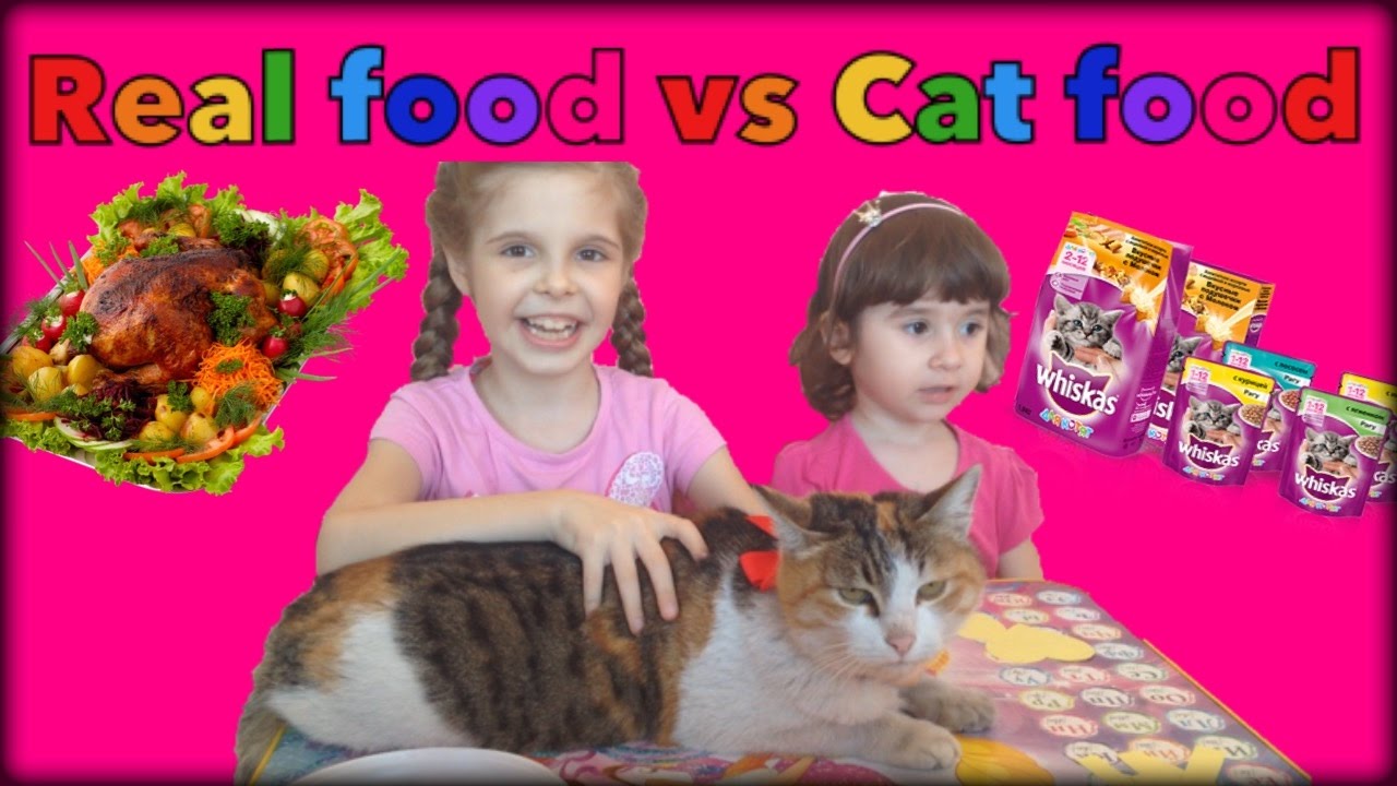 Real food VS Cat food Challenge. Kids reaction. Настоящая еда ПРОТИВ ...