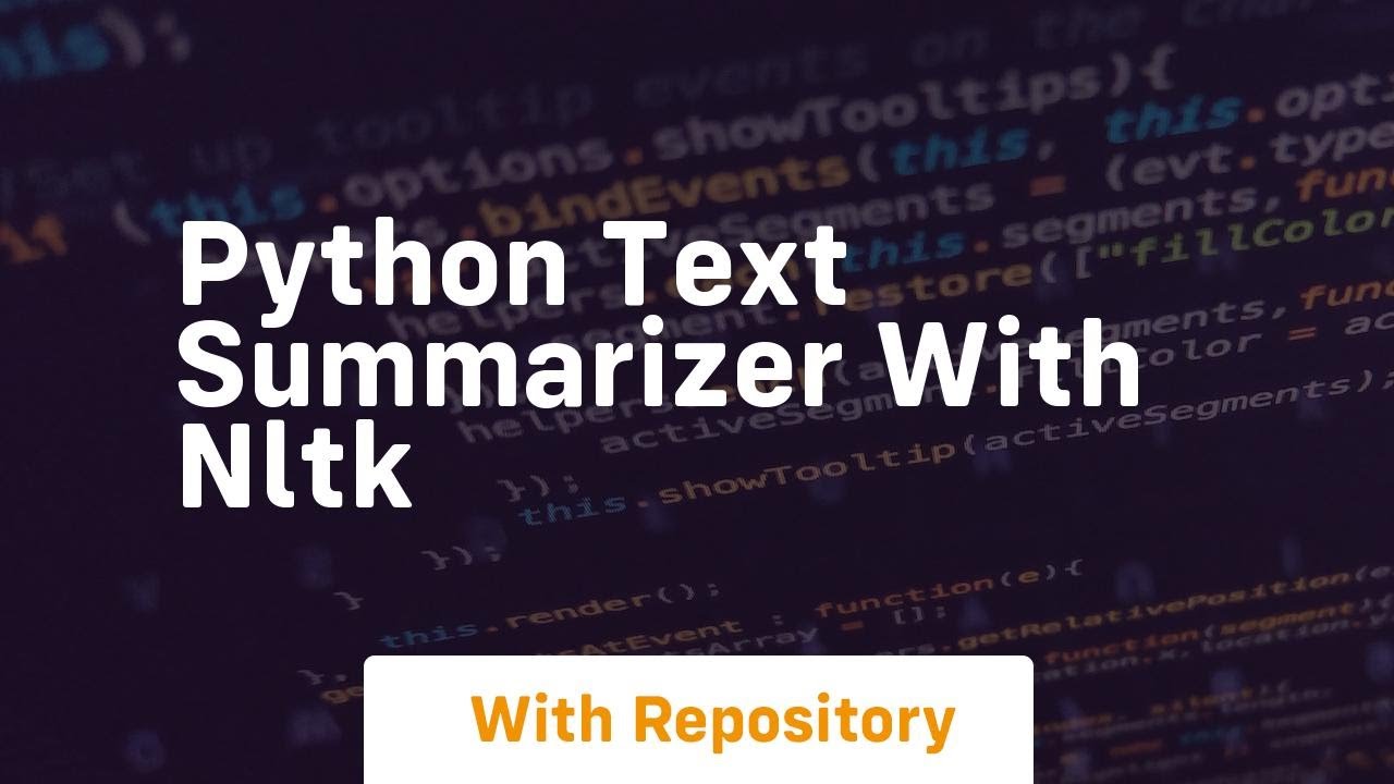 Python text summarizer with nltk - YouTube