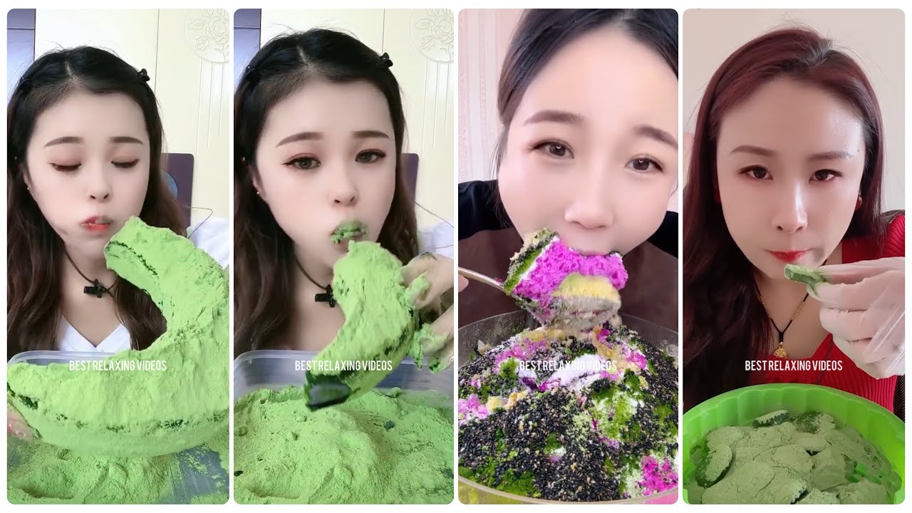 Best matcha green tea powder & Eating matcha powdered ice & matcha ...