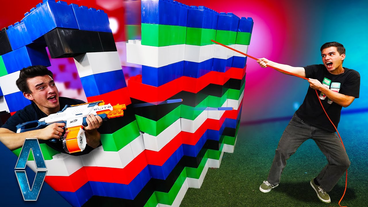 NERF Defend Your LEGO Base Challenge! - YouTube