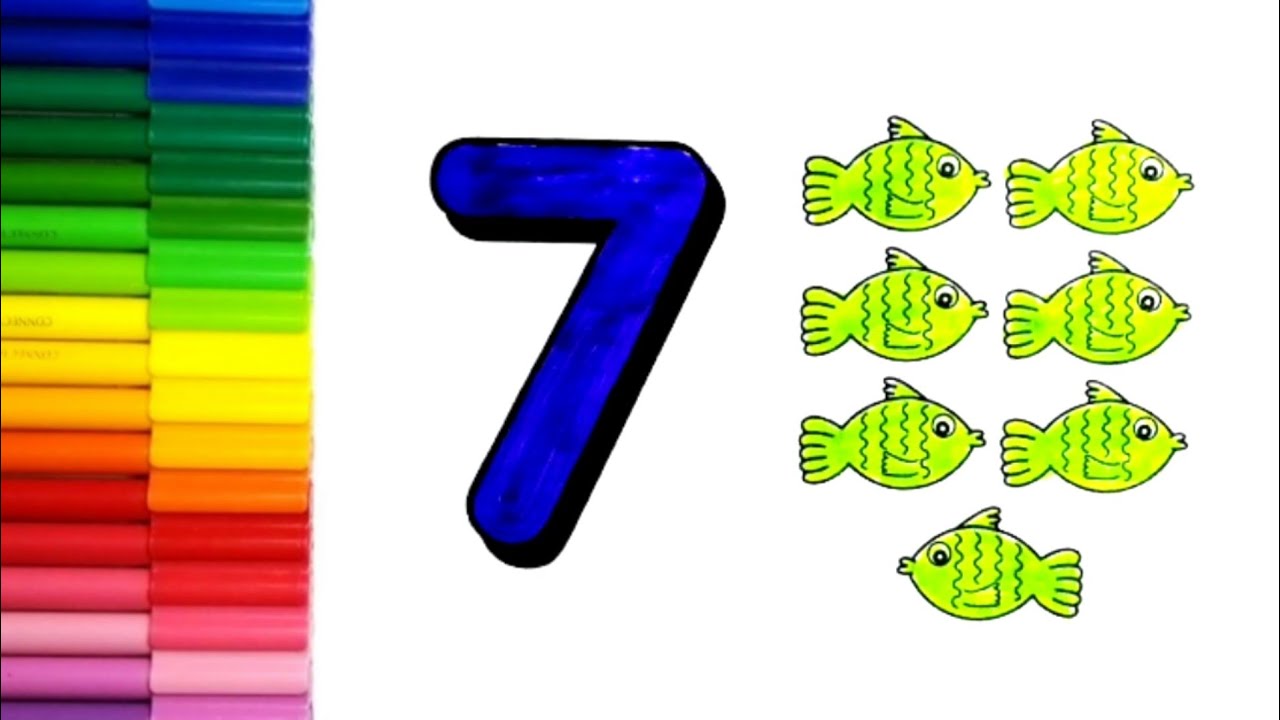 How to color number 7 for kids & family - YouTube