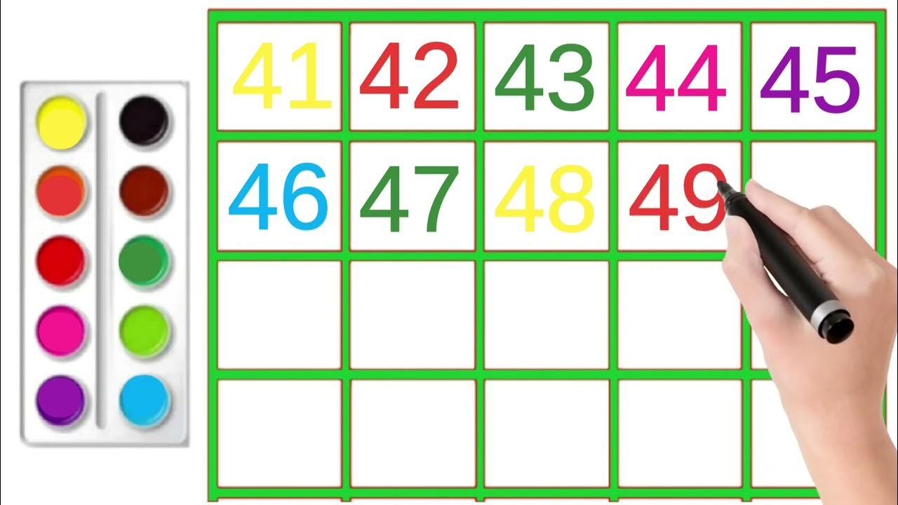 Learn Numbers with colours| counting numbers 41 to 60 | Numbers 41 to ...