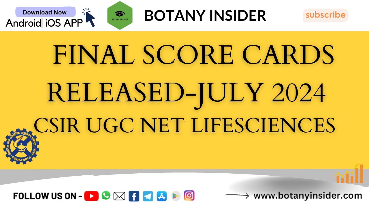Final Score Cards Released - CSIR NET July 2024 Lifesciences ...