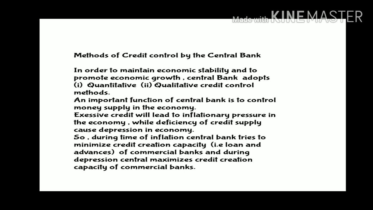 ECONOMICS | CLASS X & XII | BANKS | METHODS OF CREDIT CONTROL BY THE ...