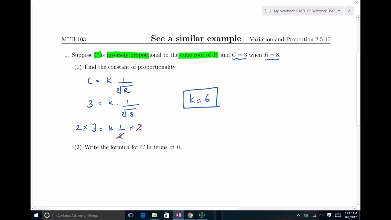 Variation and Proportion (2.5-10) - YouTube