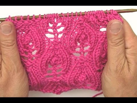 How to Knit * Lace stitch "Flaming Hearts" reversible * knitting stitch ...