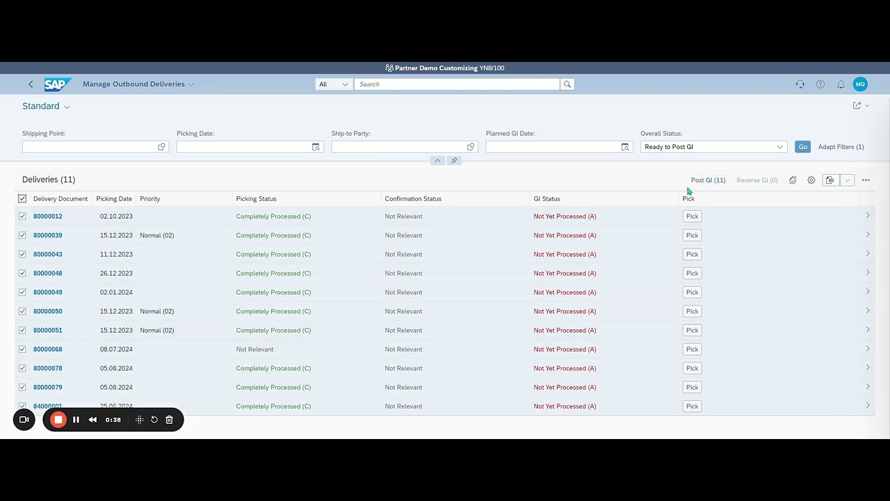 4 1 7 Post Goods Issue Manage Outbound Deliveries SAP Cloud - YouTube