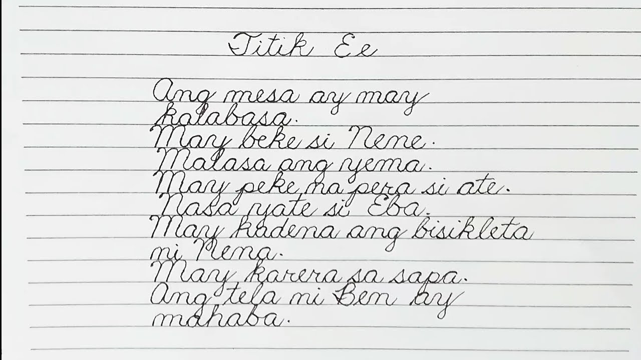 Titik Ee | Tamang Pagsulat Ng Dikit Dikit | Cursive Writing Practice ...