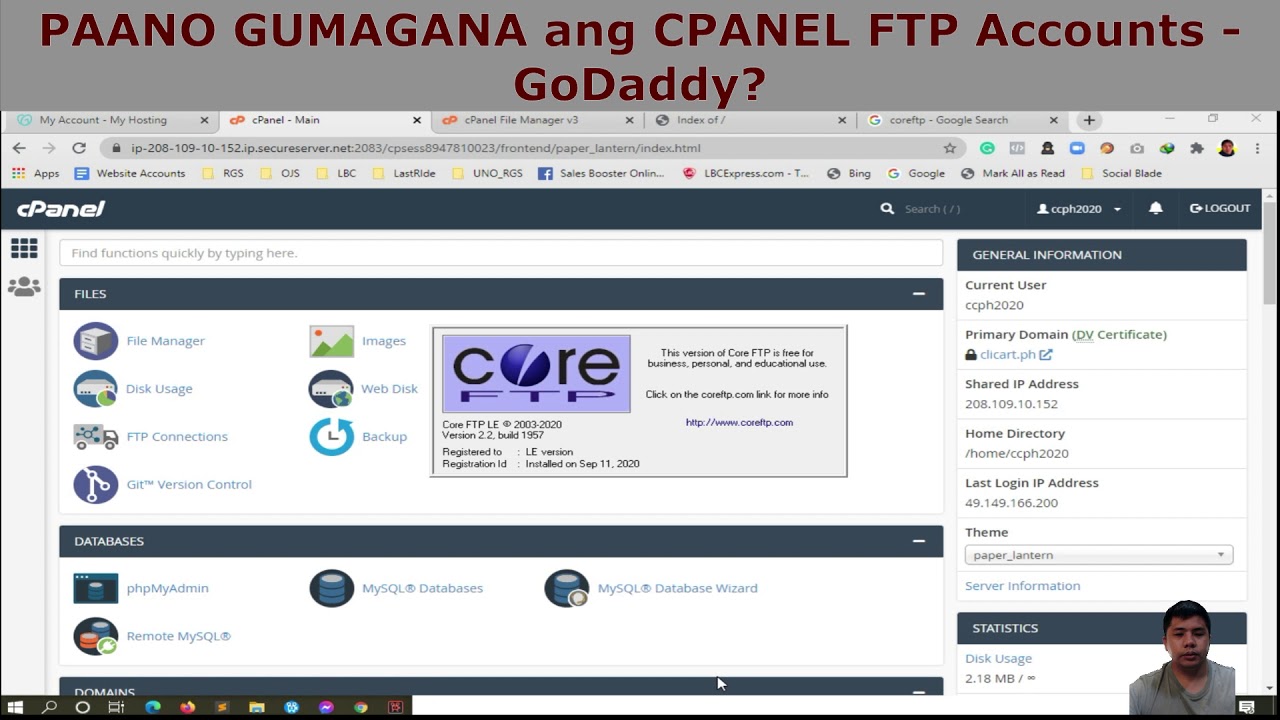 how to function cpanel ftp accounts whm godaddy - YouTube
