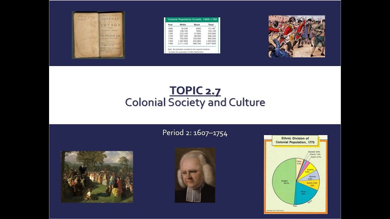 APUSH TOPIC 2.7 Colonial Society and Culture - YouTube