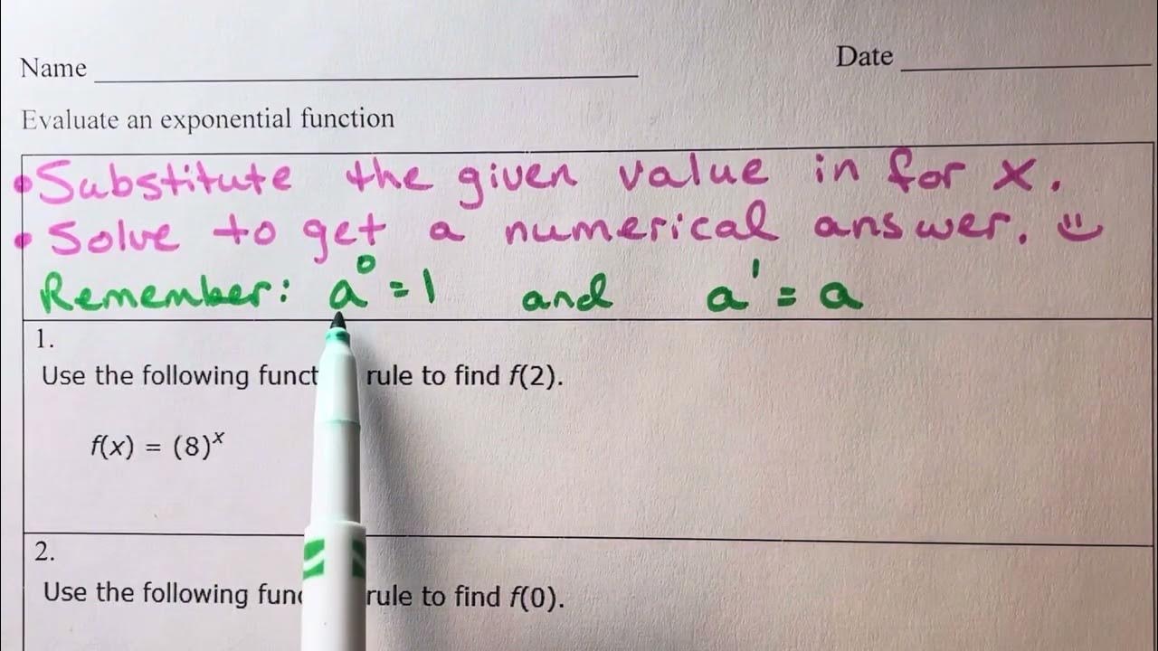 Evaluate an Exponential Function (Lesson Introduction and Definitions ...