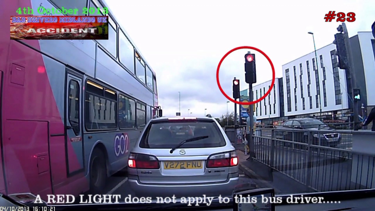 #23 Bad Drivers Midlands UK: Red Light Bus 4th Oct 2013 YN06 TGX - YouTube