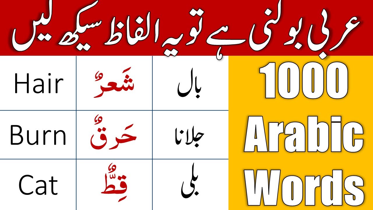1000 Arabic Words - Part 26 | Arabic Vocabulary for Beginners | Arabic ...