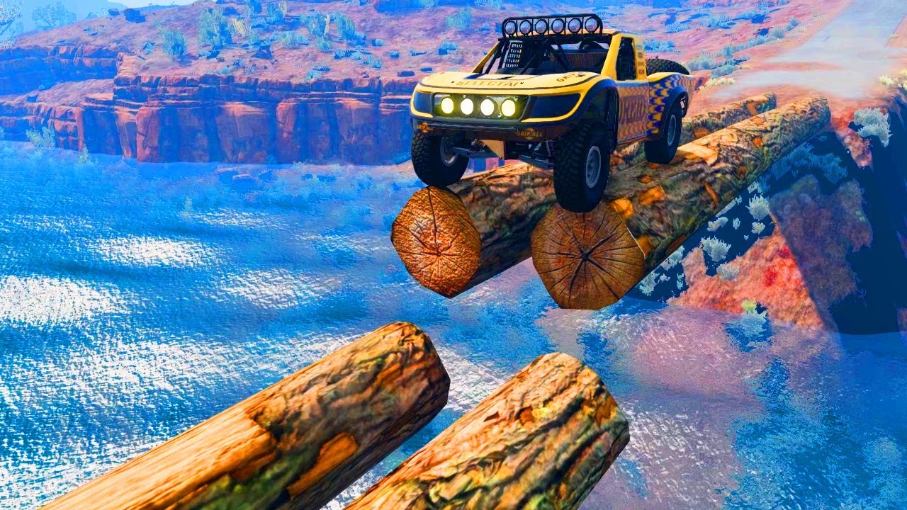 Cars vs Unfinished Log Bridge x Cars vs Log Bridge 😱 BeamNG Drive - YouTube