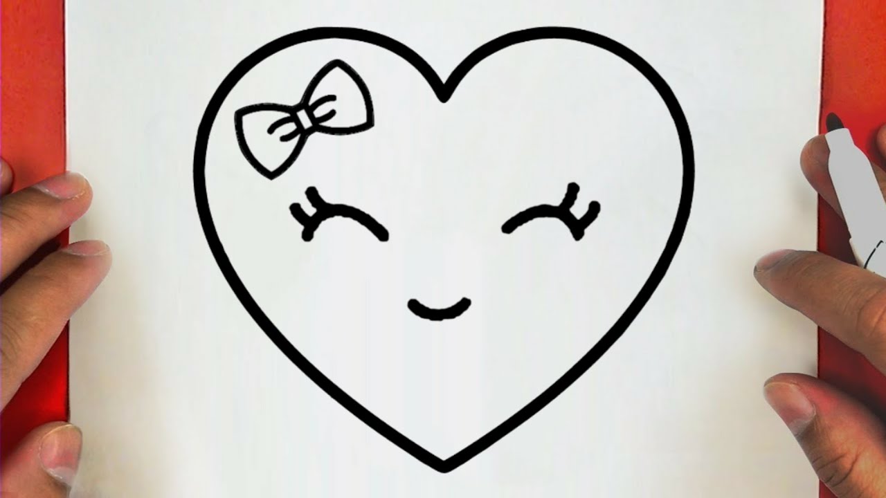 كيف ترسم قلب كيوت وسهل خطوة بخطوة / رسم سهل / تعليم الرسم للمبتدئين ...