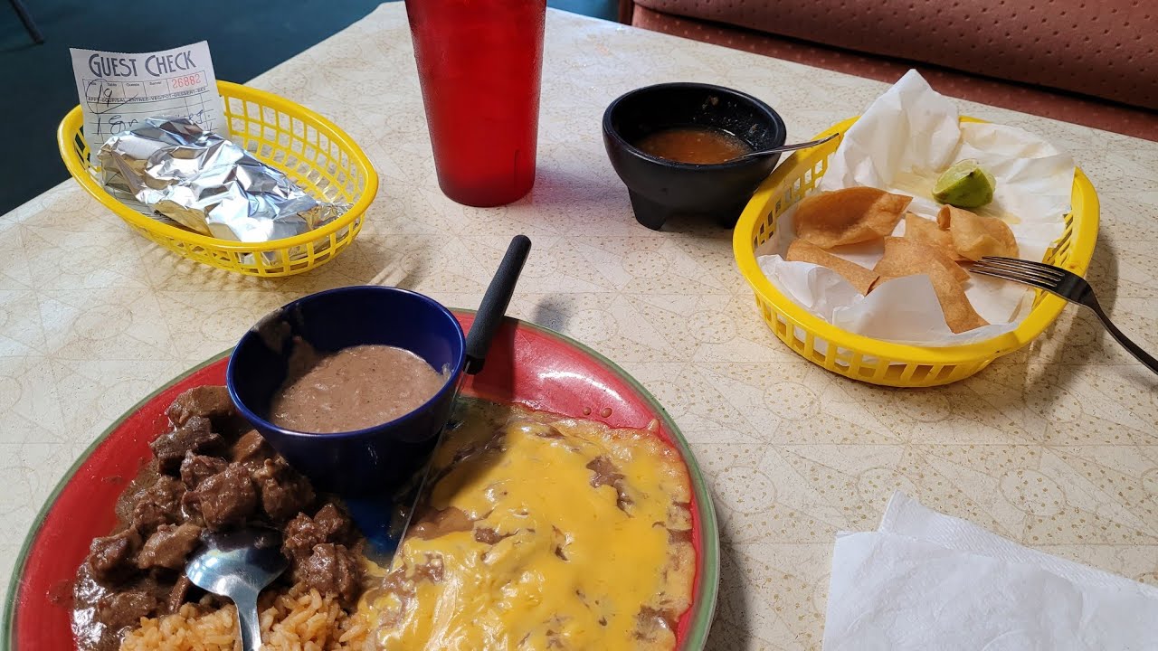 Tex Mex lunch for breakfast. carne guisada and enchiladas - YouTube