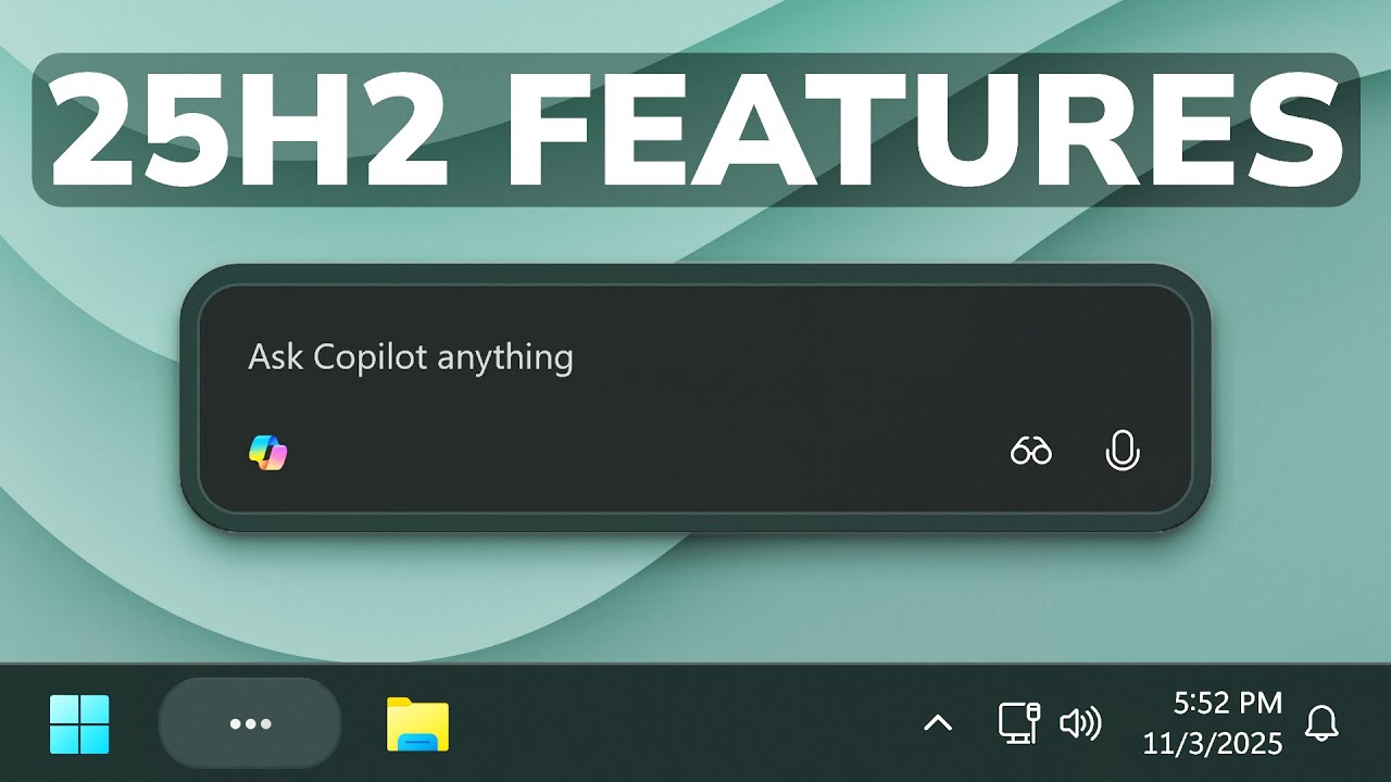 New Windows 11 25H2 Features - New Taskbar Search with Copilot (How to ...