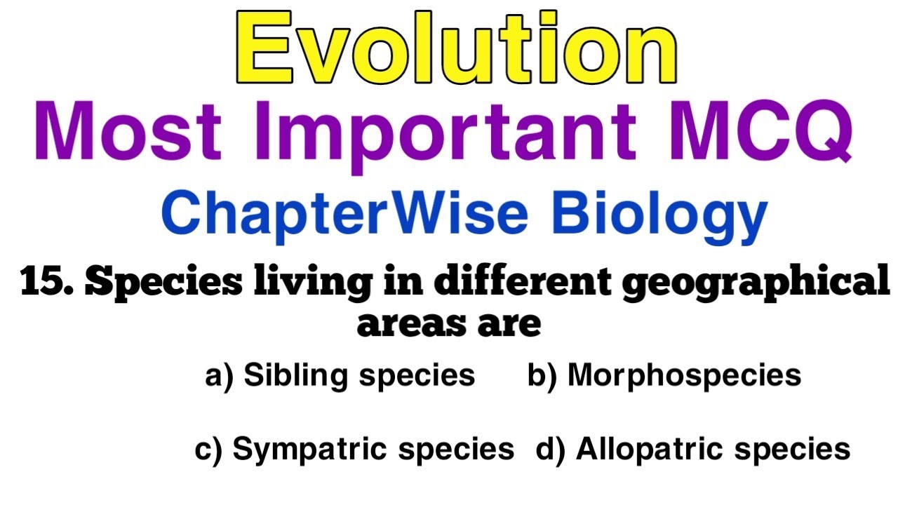 Evolution Class 12 Biology | Chapter Wise MCQ for NEET | NEET 2024 ...