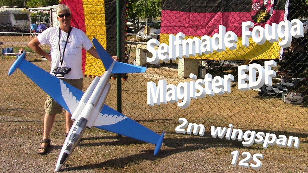 Scratchbuild Fouga Magister 12S EDF flying in Bavaria, Germany - YouTube