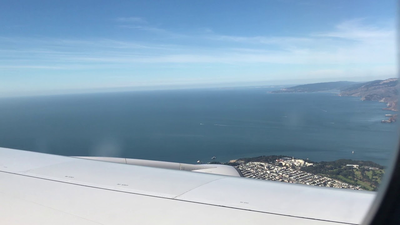 Final 747 flight HNL-SFO takeoff over the Golden Gate Bridge 11/7/2017 ...