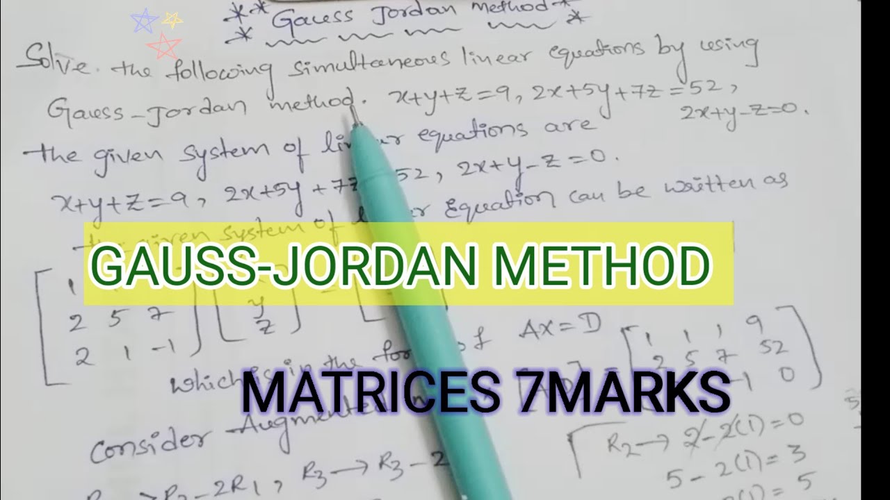 GAUSS-JORDAN METHOD || MATRICES|| - YouTube