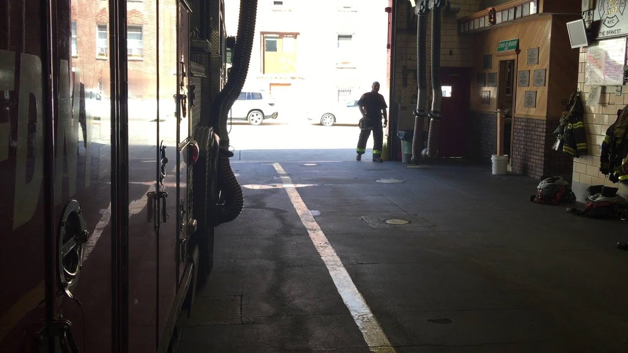 CANDID LOOK FROM THE INSIDE OF FDNY ENGINE 202 RETURNING TO QUARTERS IN ...