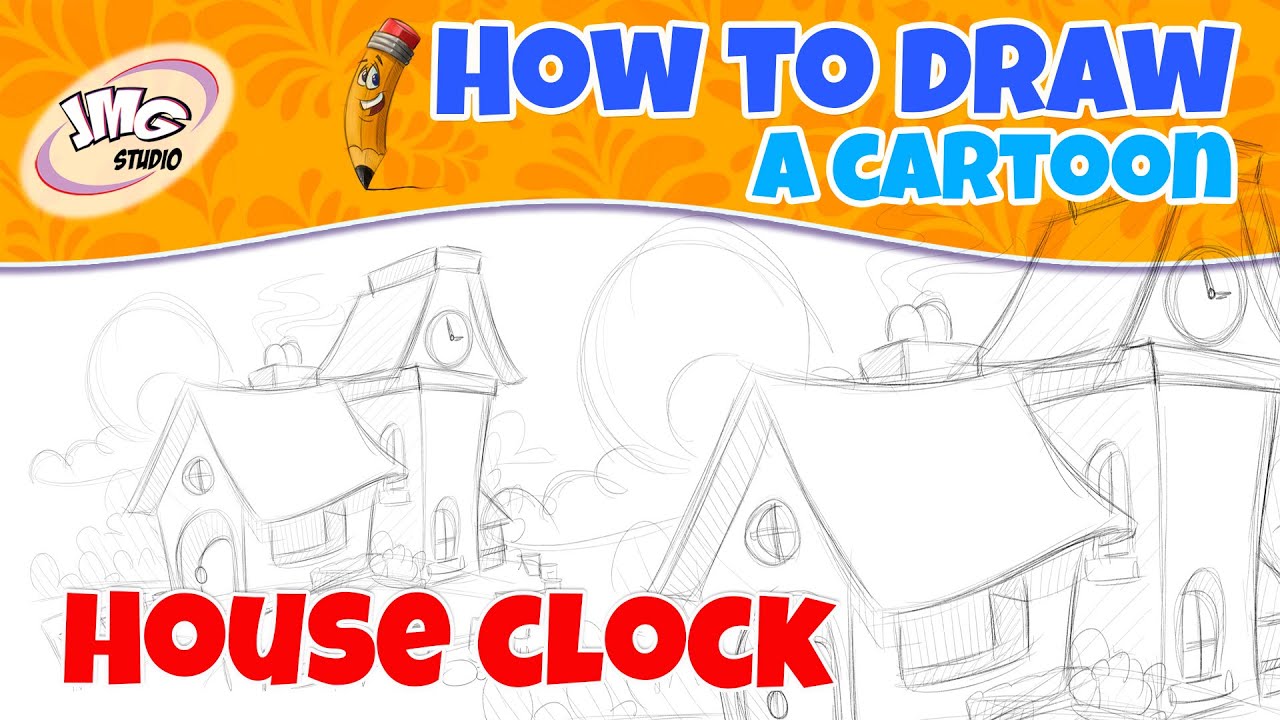 How to draw a cute cartoon house step by step - YouTube