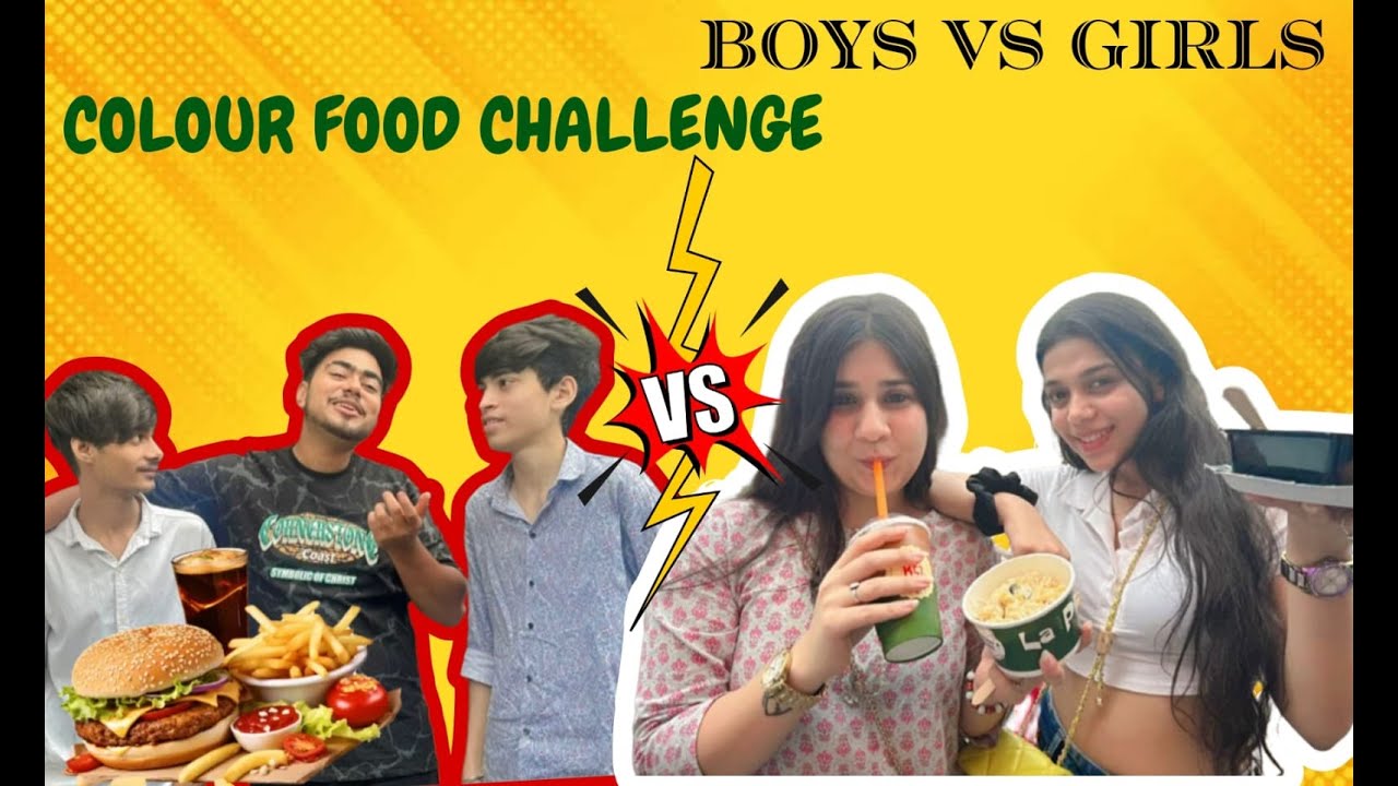 Boys Vs Girls | Color Food Challenge | 30-minute Food Challenge - YouTube