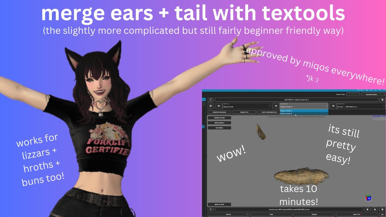 merging ears + tail with TexTools PT. 2 (FFXIV) - YouTube