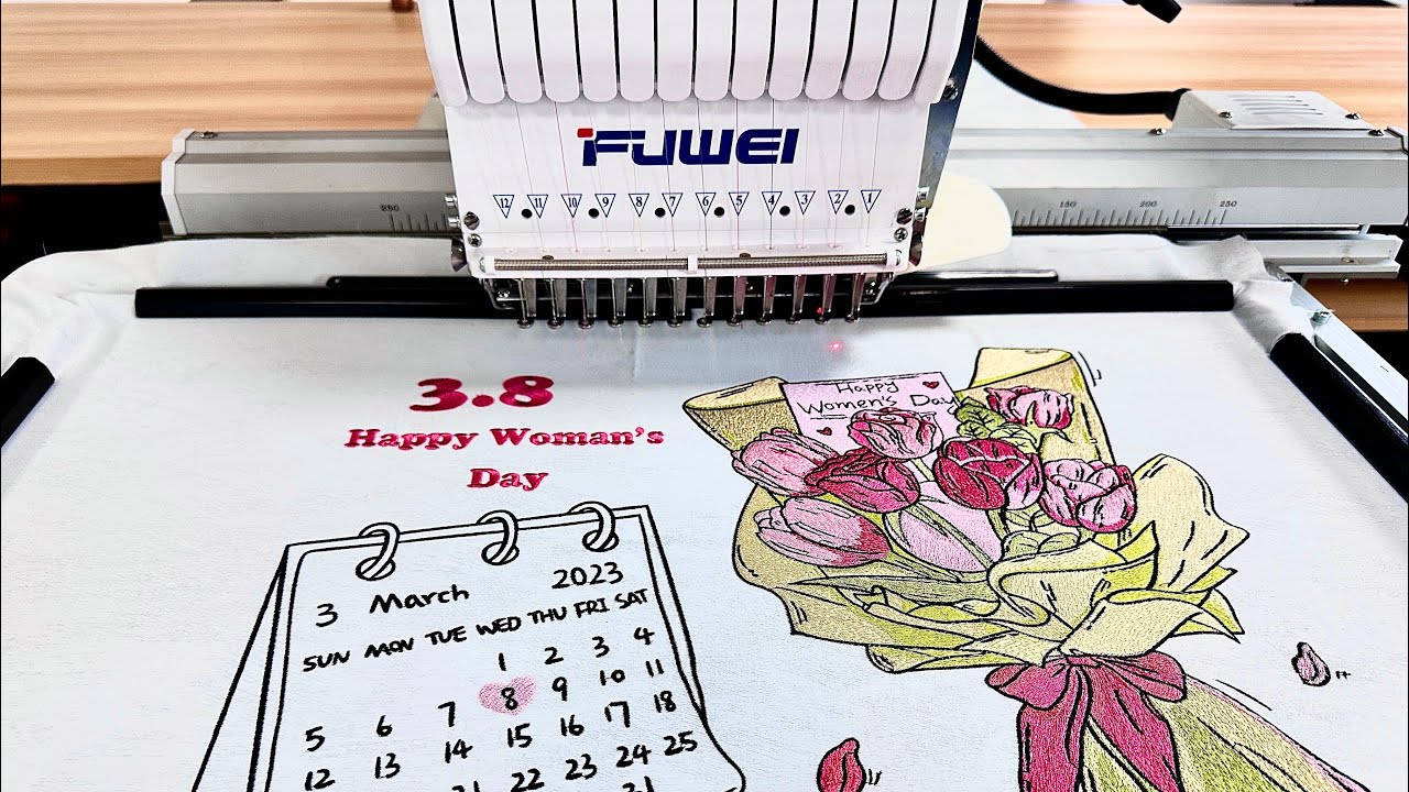Fuwei single head embroidery machine with high quality embroidery - YouTube
