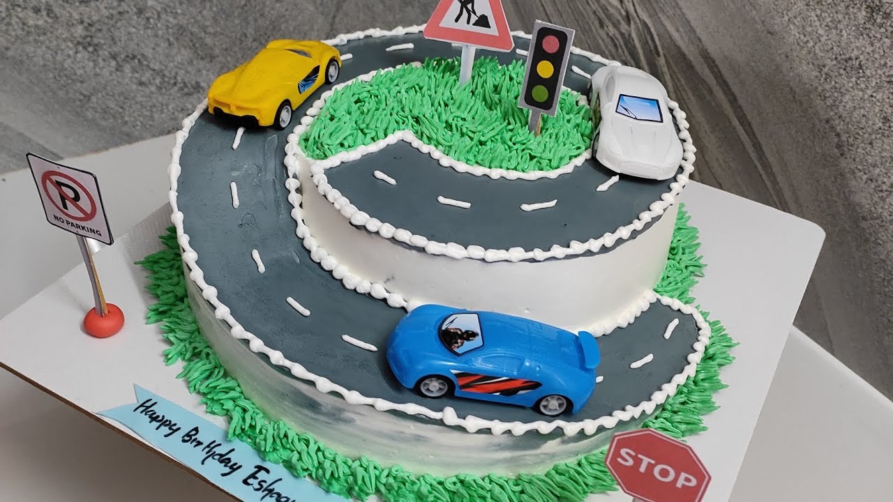 car theme cake - YouTube