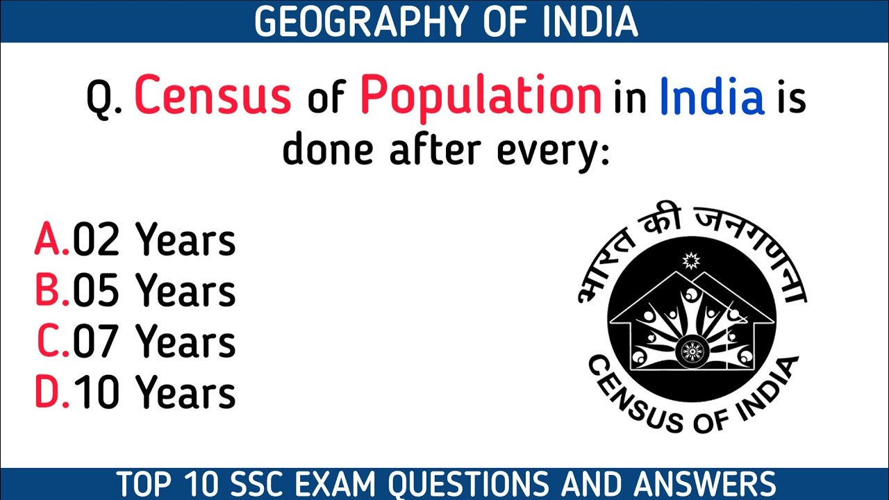 Top 10 SSC Exam Questions and Answers on Geography of India | SSC | GK ...