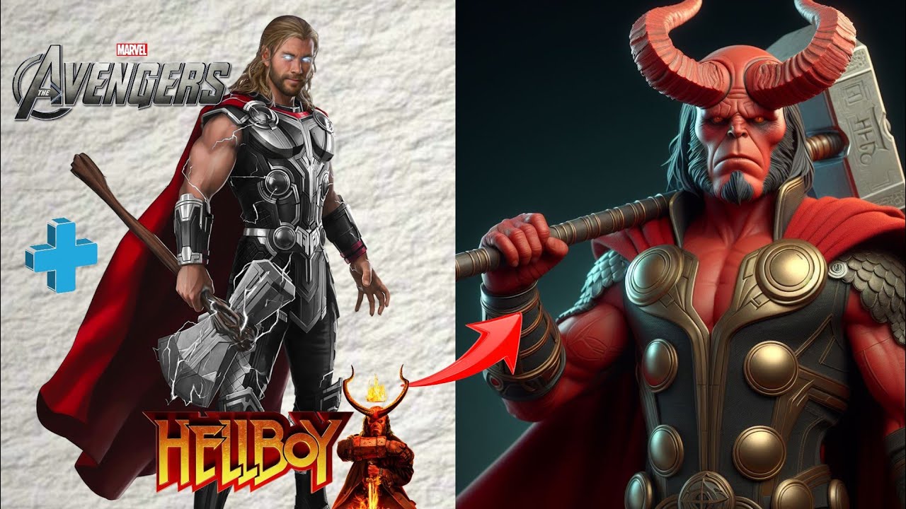 What happens when Marvel joins forces with Hellboy 💥 all characters # ...