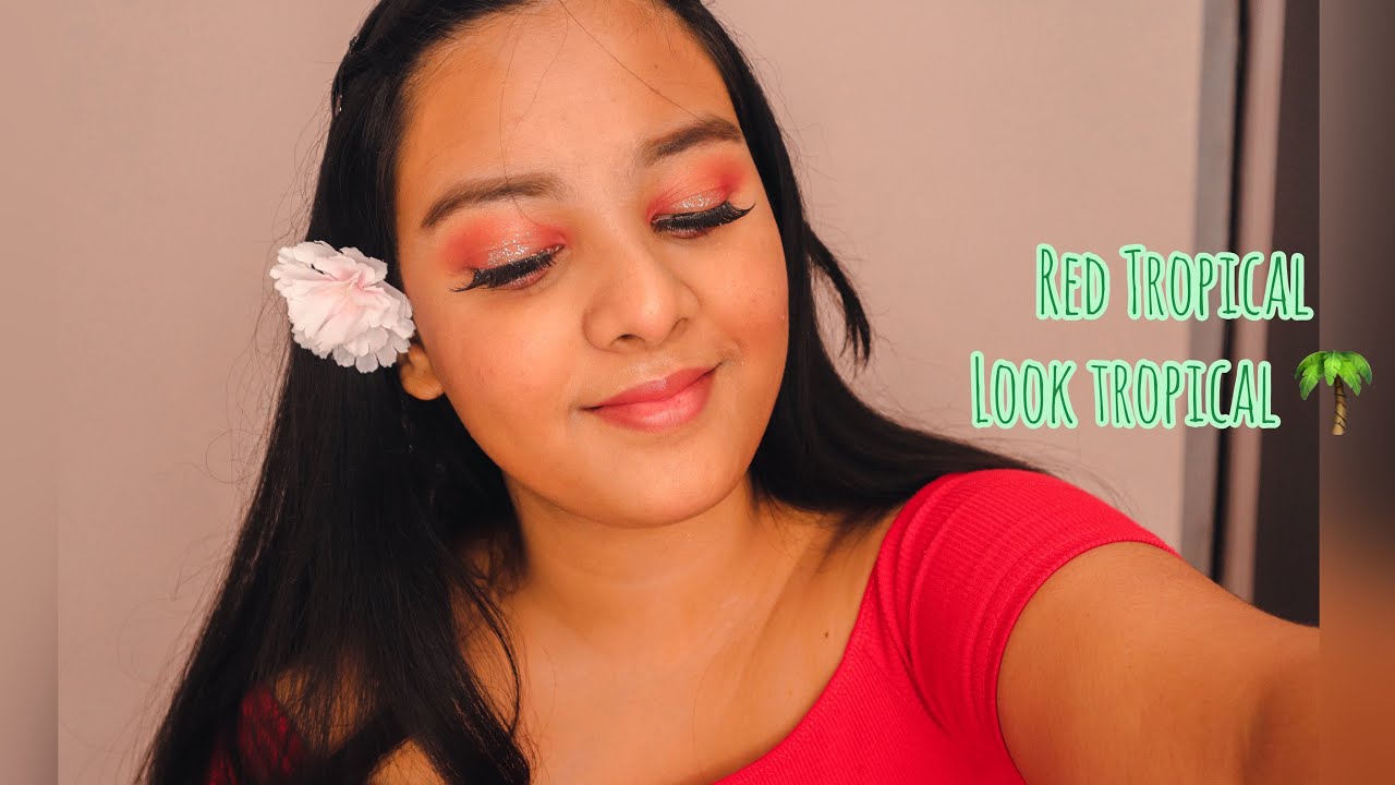 Red Tropical Makeup Look| Tropical Makeup |Tropical Eye| Red EyeMakeup ...
