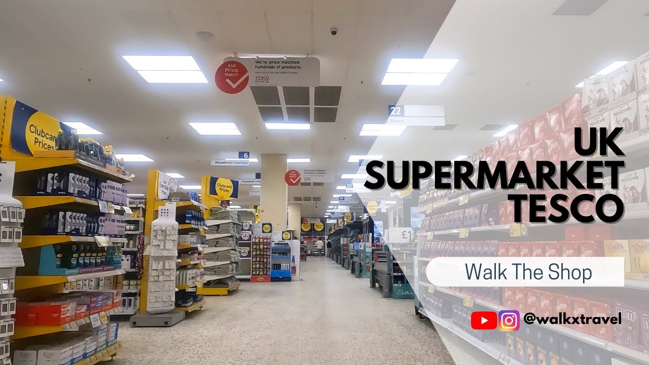 [4k] UK Supermarket Tesco Superstore store browse | London | Walk the ...