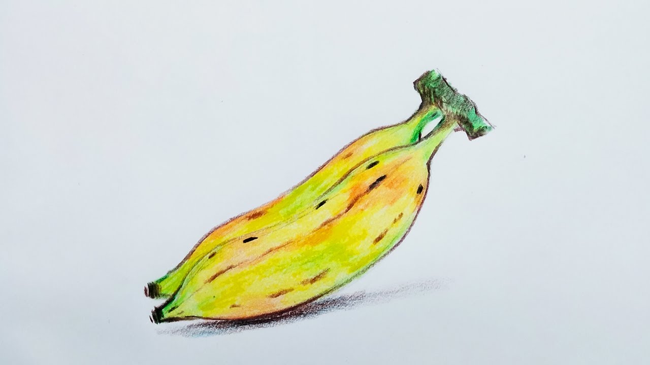 Banana color pencil drawing || banana color pencil drawing for ...