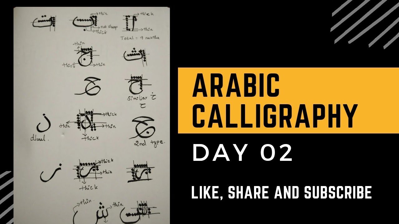 Arabic calligraphy day 02 , Arabic calligraphy for beginners @ isfa's calligraphy - YouTube