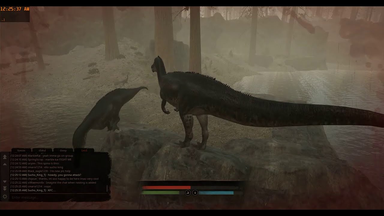 Path of Titans| Default Blue Suchos Chasing Food - YouTube