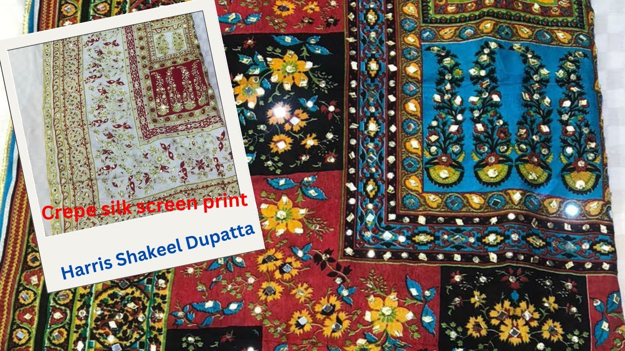 Crepe silk screen print Haris Shakeel dupatta Crepe silk screen print Haris Shakeel dupatta ...
