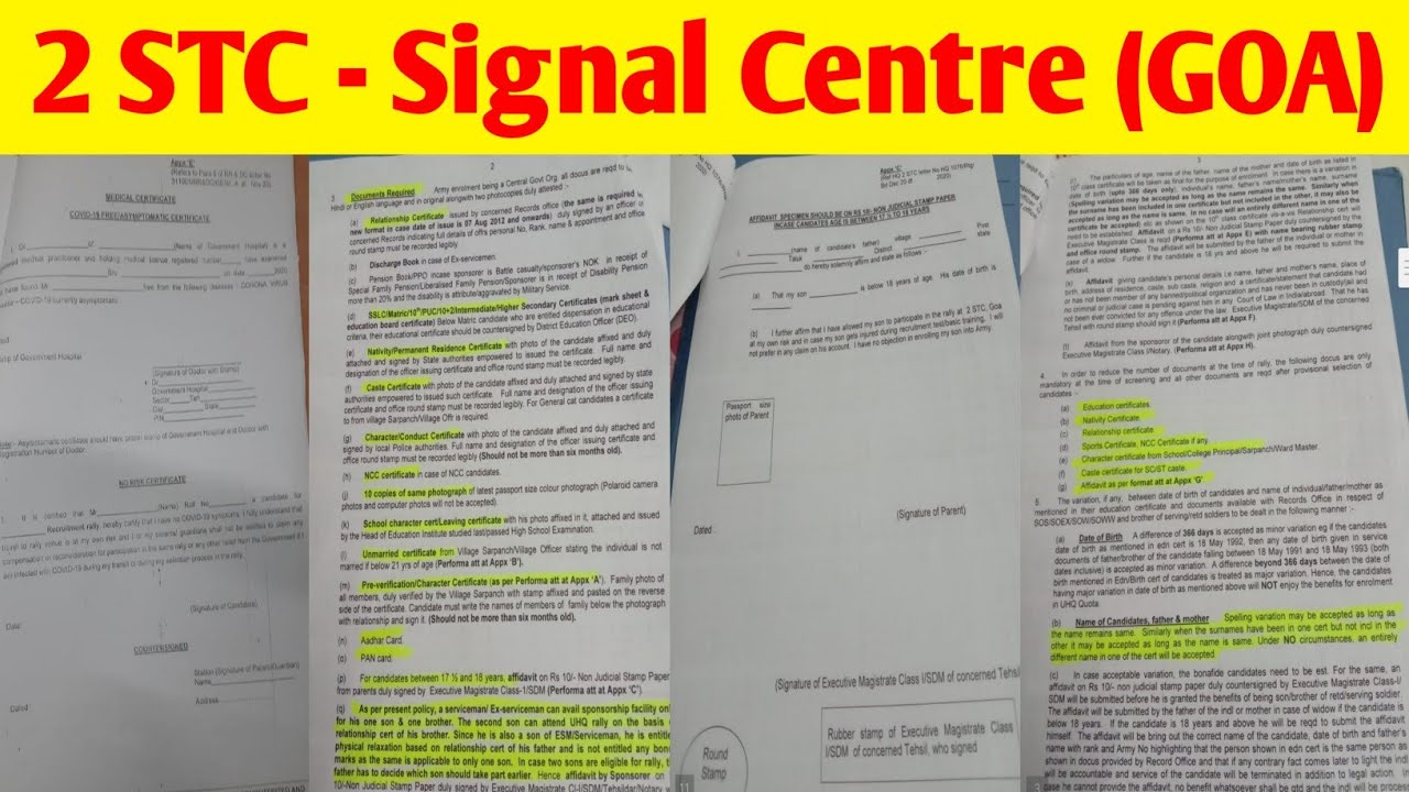 2 STC - Signal Training Centre (Goa) की तरफ से हुई Document की List ...