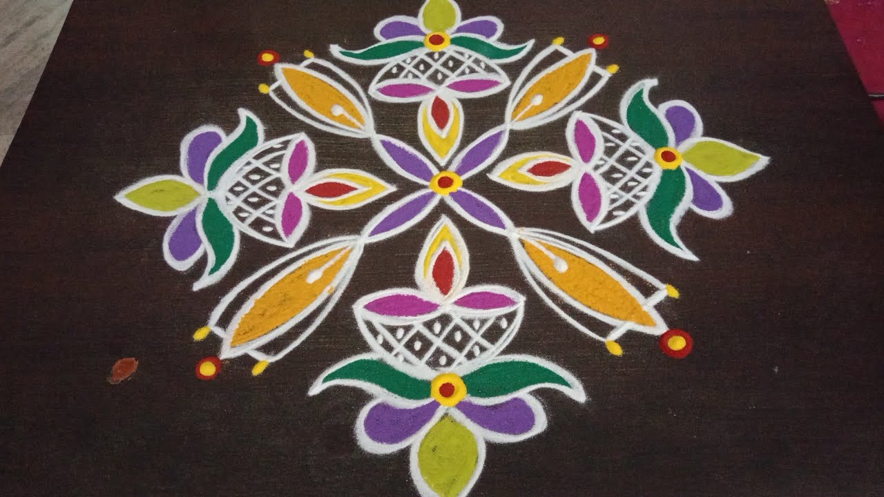 Easy Diwali Deepam Rangoli Designs 2024🎇New Diwali Deepam Kolam🎆Simple ...