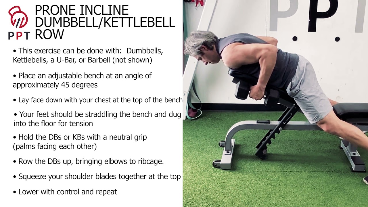 Prone Incline Dumbbell/Kettlebell Row - YouTube