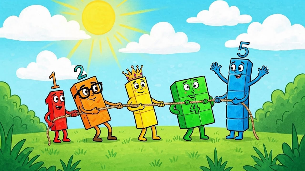 Blocks from 1 to 5 tug of war game with Numberblocks | Fun Math for ...